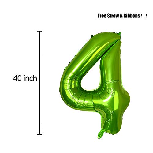 40 Inch Green Jumbo Digital Number Balloons 4 Huge Giant Balloons Foil Mylar Number Balloons for Birthday Party,Wedding, Bridal Shower Engagement