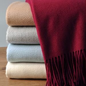 EP Mode 100% Pure Cashmere Throw Blanket for Sofa, Classic Design with Gift Box (Merlot)