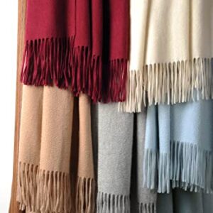 EP Mode 100% Pure Cashmere Throw Blanket for Sofa, Classic Design with Gift Box (Merlot)