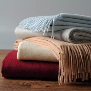 EP Mode 100% Pure Cashmere Throw Blanket for Sofa, Classic Design with Gift Box (Merlot)