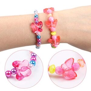 G.C Butterfly Beaded Bracelet for Girls Colorful Kids Gift Toy Stretchy Costume Jewelry Set Dress up Play Party Favors Present Crystal Friendship Jewelry for Baby Toddler Little Girl