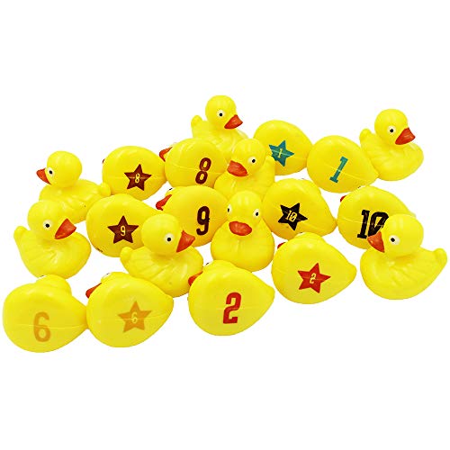 Duck Pond Matching Game Includes 20 Ducks with Numbers and Shapes and 3' x 6" Inflatable Pool, Memory Game, Water Outdoor Game for Children, Preschoolers, Birthday Party, Carnival