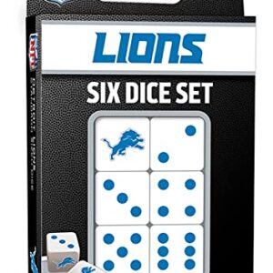 MasterPieces Game Day - NFL Detroit Lions - 6 Piece Team Logo Dice Set - D6 Standard Size