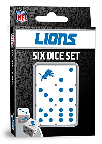 MasterPieces Game Day - NFL Detroit Lions - 6 Piece Team Logo Dice Set - D6 Standard Size