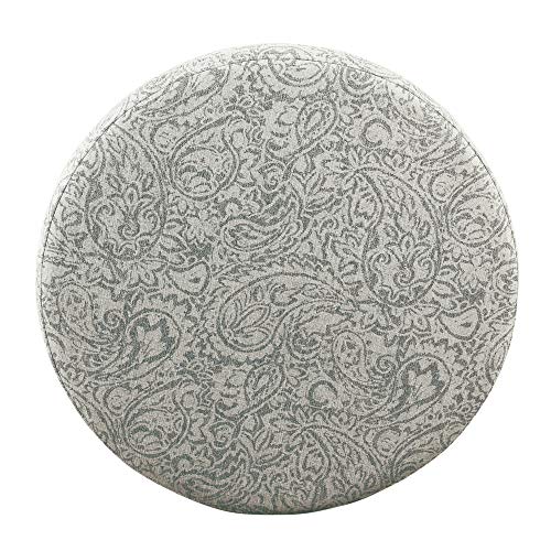 Homepop Home Decor | Upholstered Round Storage Ottoman | Ottoman with Storage for Living Room & Bedroom, Gray Floral