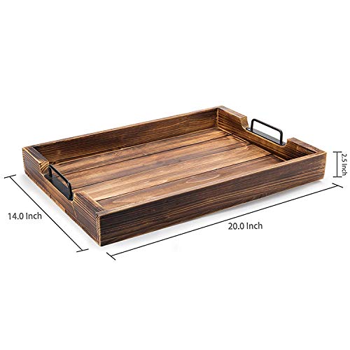 Farmhouse Decor Serving Tray Tv Tray Decorative Tray wood tray - Wooden Serving tray for breakfast, your bed, coffee table tray, rustic kitchen decor, farmhouse decor handles for easy carrying (brown)