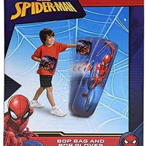 Spiderman Spider-Man Inflatable Bop Bag & Bop Gloves Set Kids Punching Bag with Gloves, Freestanding Superhero Blow Up Bouncing Boxing Bag for Exercise, Durable Heavy Duty Indoor and Outdoor - 34.5"