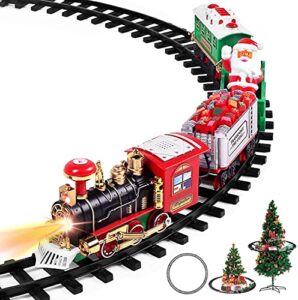 aokesi electric train set for kids, battery-powered train toys with light, railway kits w/steam locomotive engine, cargo cars & tracks, classic toy train set gifts for 3 4 5 6 years old boys girls