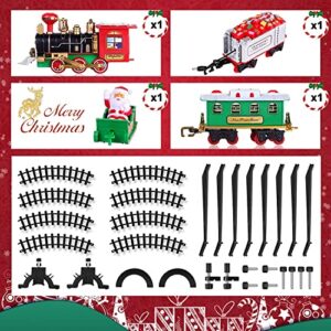 AOKESI Electric Train Set for Kids, Battery-Powered Train Toys with Light, Railway Kits w/Steam Locomotive Engine, Cargo Cars & Tracks, Classic Toy Train Set Gifts for 3 4 5 6 Years Old Boys Girls