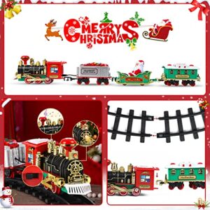 AOKESI Electric Train Set for Kids, Battery-Powered Train Toys with Light, Railway Kits w/Steam Locomotive Engine, Cargo Cars & Tracks, Classic Toy Train Set Gifts for 3 4 5 6 Years Old Boys Girls