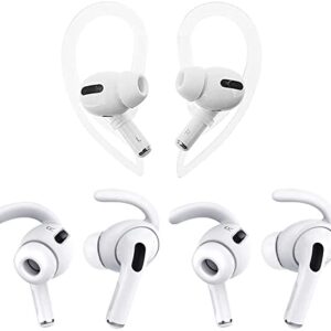 ALXCD Earhook Ear Tips Replacement for Air Pods Pro, 1 Pair Over-Ear Soft Silicon Ear Hook & 2 Pairs in-Ear Silicone Ear Tips in 1 Set [Anti Lost] [Anti Slip], Fit for Air Pods Pro (1C+2S) White