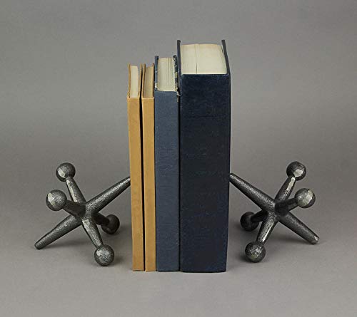 Retro Matte Grey Cast Iron Giant Jack Decorative Bookends - Table Sculptures - Door Stops 3.75 Inches Long