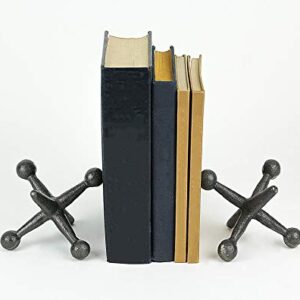 Retro Matte Grey Cast Iron Giant Jack Decorative Bookends - Table Sculptures - Door Stops 3.75 Inches Long