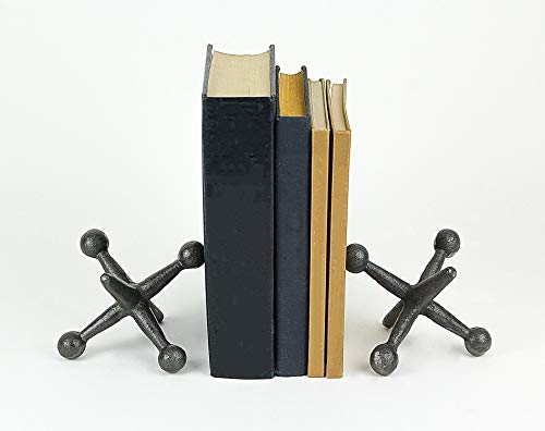 Retro Matte Grey Cast Iron Giant Jack Decorative Bookends - Table Sculptures - Door Stops 3.75 Inches Long