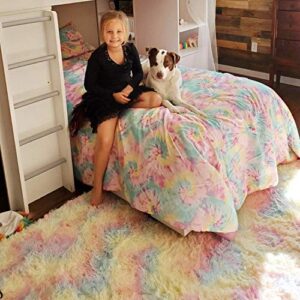 4x6 Rainbow Carpet for Living Room Soft Luxury Bedroom Fluffy Room Area Rug Shaggy Girls Comfy Mat