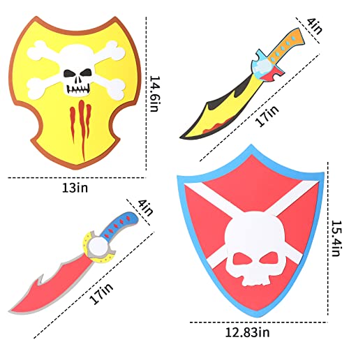 Dual Foam Sword and Shield Combo Playset - Medieval Combat Weapons, Pretend Play Toys Set for Game Boy, 4 PCS Kids Games Toy Sword and Shield, Outdoor Toys for 3 Year Old Boys