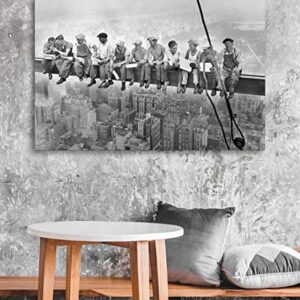 artprints1stop Canvas Print Wall Art - Vintage Photo of The Lunch ATOP a Skyscraper - 24x16 inches