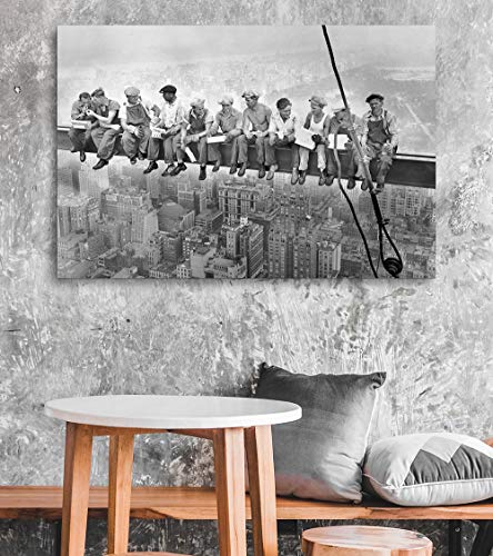 artprints1stop Canvas Print Wall Art - Vintage Photo of The Lunch ATOP a Skyscraper - 24x16 inches