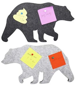 omitfu bulletin strip bar 2pcs bear shape felt pin board self adhesive cute bulletin memo boards strip wall decorative tiles with pushpins - 14 x 8 x 0.5 inches