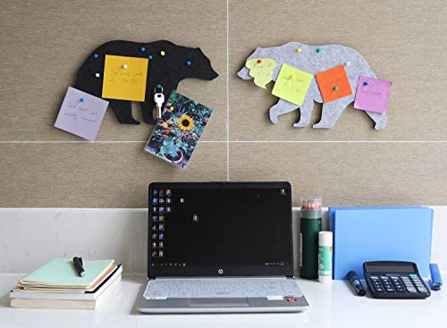 Omitfu Bulletin Strip Bar 2Pcs Bear Shape Felt Pin Board Self Adhesive Cute Bulletin Memo Boards Strip Wall Decorative Tiles with Pushpins - 14 x 8 x 0.5 inches