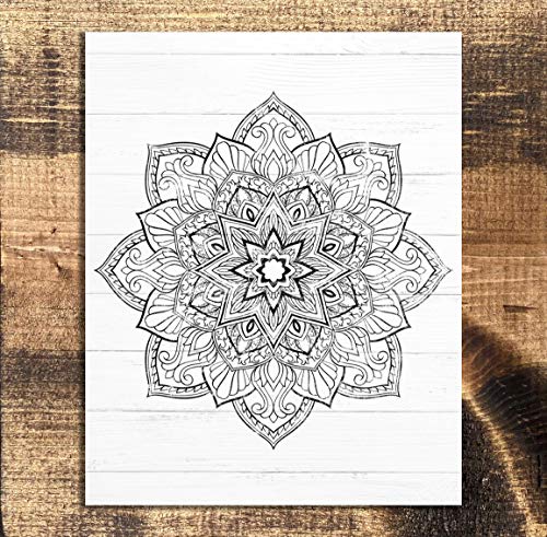 FerrisBuilt Black and White Buddha, Hamsa Hands, Mandala and Lotus Flower, Eclectic Wall Art, Boho Decor, Indie Decor - Set of (4) 8x10 UNFRAMED Prints