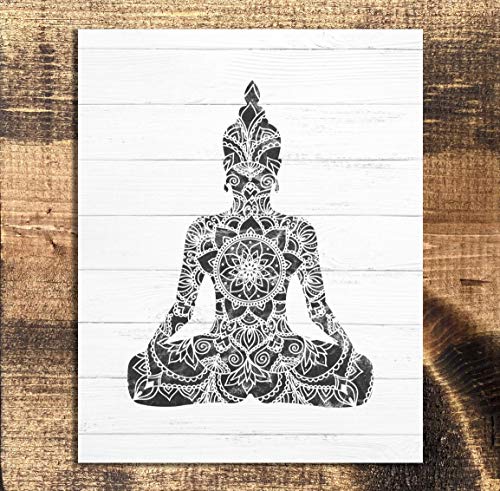 FerrisBuilt Black and White Buddha, Hamsa Hands, Mandala and Lotus Flower, Eclectic Wall Art, Boho Decor, Indie Decor - Set of (4) 8x10 UNFRAMED Prints