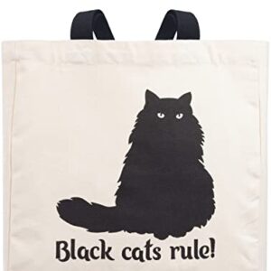 Miller & Max Canvas Tote Bag for Women, Men, 100% Cotton, Cat Cute Print, Durable Design with Inner Pocket, Black Handles, 12 oz Canvas Bag for Shopping, Training and Walk