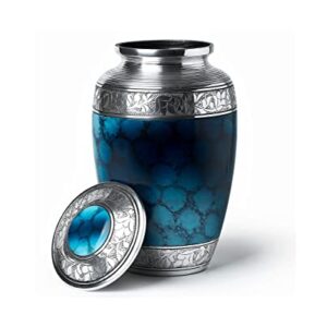 Eternal Memory Cremation Urn for Ashes, Blue Moonstone Urn Large/Adult, Funeral Burial Urns with Velvet Bag for Human Ashes.