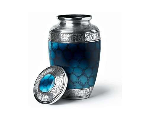 Eternal Memory Cremation Urn for Ashes, Blue Moonstone Urn Large/Adult, Funeral Burial Urns with Velvet Bag for Human Ashes.