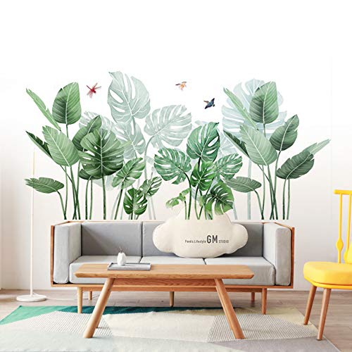 Leaf Wall Sticker Wall Decals Palm Tree Wall Decals Green Leaves Wall Paper Evergreen Removable Decal Peel and Stick Giant Painterly Ivy Peel and Stick for Living Room Bedroom Nursery Room