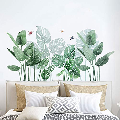 Leaf Wall Sticker Wall Decals Palm Tree Wall Decals Green Leaves Wall Paper Evergreen Removable Decal Peel and Stick Giant Painterly Ivy Peel and Stick for Living Room Bedroom Nursery Room