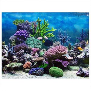 viagasafamido fish tank poster, pvc adhesive underwater coral aquarium fish tank background poster backdrop decoration paper (61 * 30cm)