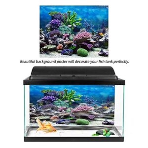 ViaGasaFamido Fish Tank Poster, PVC Adhesive Underwater Coral Aquarium Fish Tank Background Poster Backdrop Decoration Paper (61 * 30cm)