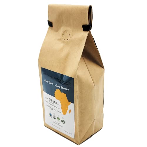 Ethiopian Coffee Roasted Whole Beans 12oz USDA Fairtrade Coffee Rich and Bold Strawberry Orange and Cocoa Finish. Ethiopia Medium Hand Roast Fresh Taste and Aroma. (Single)