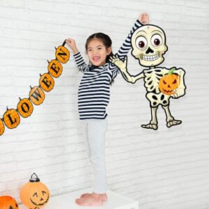 Sumind 4 Sets Funny Halloween Party Decoration Jointed Figures Halloween Door Hanger, Hanging Halloween Wall Decoration Signs Vampire, Skeleton, Witch, Zombie Banners for Halloween Party Decor