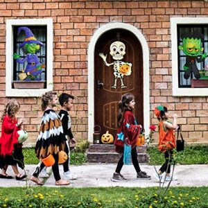 Sumind 4 Sets Funny Halloween Party Decoration Jointed Figures Halloween Door Hanger, Hanging Halloween Wall Decoration Signs Vampire, Skeleton, Witch, Zombie Banners for Halloween Party Decor