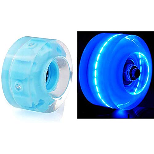 VKEDA Luminous Light up Roller Skate Wheels with Bearings 4Pcs Outdoor Roller Skate Wheels Flash 32mm x 58mm Suitable for Double Row Skating and Skateboard (Blue)