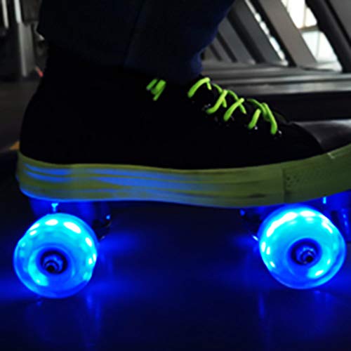 VKEDA Luminous Light up Roller Skate Wheels with Bearings 4Pcs Outdoor Roller Skate Wheels Flash 32mm x 58mm Suitable for Double Row Skating and Skateboard (Blue)