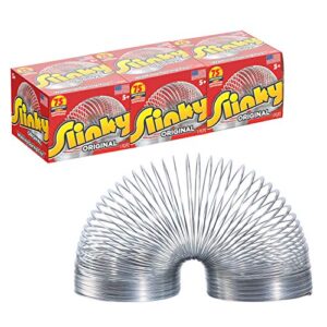 the original slinky walking spring toy, 3-pack metal slinky, fidget toys, party favors and gifts, toys for 3 year old girls and boys, by just play