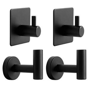 siyzda 4 pack towel hook set, sus 304 stainless steel heavy duty bath robe hook for bathroom kitchen garage hotel including 2 wall mounted coat hooks 2 adhesive hooks