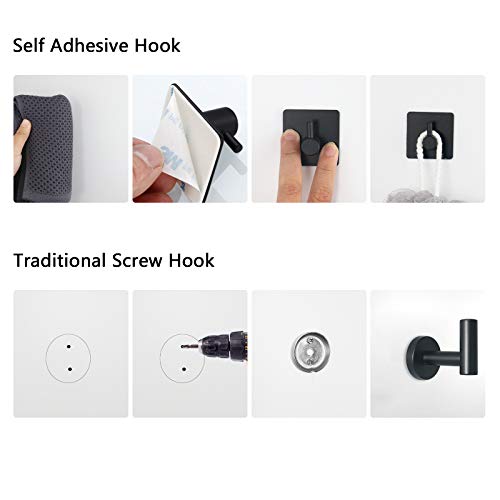 Siyzda 4 Pack Towel Hook Set, SUS 304 Stainless Steel Heavy Duty Bath Robe Hook for Bathroom Kitchen Garage Hotel Including 2 Wall Mounted Coat Hooks 2 Adhesive Hooks