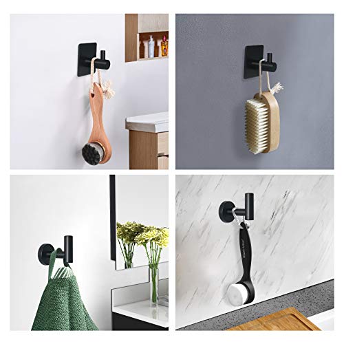 Siyzda 4 Pack Towel Hook Set, SUS 304 Stainless Steel Heavy Duty Bath Robe Hook for Bathroom Kitchen Garage Hotel Including 2 Wall Mounted Coat Hooks 2 Adhesive Hooks