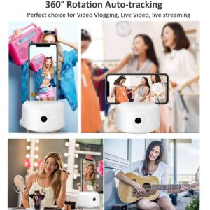 Auto Tracking Smart Shooting Holder【NO APP Required】 360°Rotation Auto Face Selfie Stick, Suitable for Phone, Tablet - Cell Phone Camera Mount for Tripod Stand - Idea for Live Streaming, Live Video