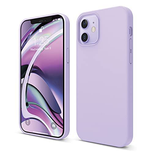 elago Compatible with iPhone 12 Case and Compatible with iPhone 12 Pro Case 6.1 inch, Liquid Silicone Case, Full Body Protection (Screen & Camera Protection), Soft Microfiber Lining - Purple