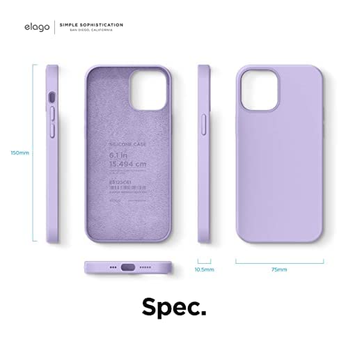 elago Compatible with iPhone 12 Case and Compatible with iPhone 12 Pro Case 6.1 inch, Liquid Silicone Case, Full Body Protection (Screen & Camera Protection), Soft Microfiber Lining - Purple