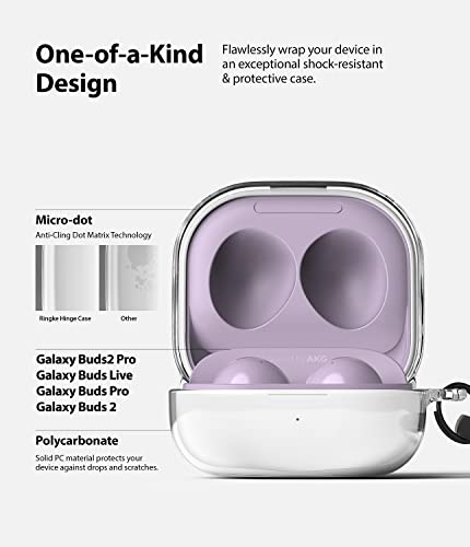 Ringke Hinge [Anti-Yellowing Material] Compatible with Samsung Galaxy Buds 2 Pro Case, Galaxy Buds 2, Galaxy Buds Pro, and Galaxy Buds Live, Sturdy Solid Transparent Cover for Galaxy Buds2 Pro - Clear