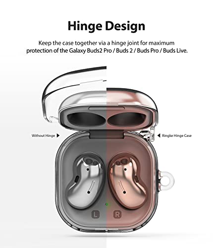 Ringke Hinge [Anti-Yellowing Material] Compatible with Samsung Galaxy Buds 2 Pro Case, Galaxy Buds 2, Galaxy Buds Pro, and Galaxy Buds Live, Sturdy Solid Transparent Cover for Galaxy Buds2 Pro - Clear