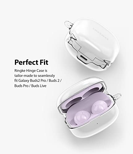 Ringke Hinge [Anti-Yellowing Material] Compatible with Samsung Galaxy Buds 2 Pro Case, Galaxy Buds 2, Galaxy Buds Pro, and Galaxy Buds Live, Sturdy Solid Transparent Cover for Galaxy Buds2 Pro - Clear