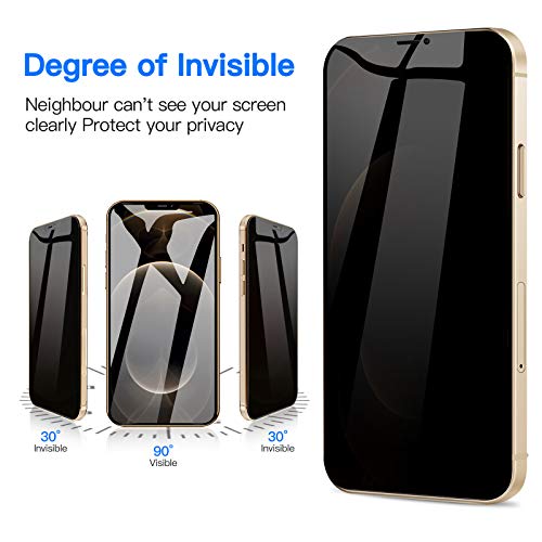 Intermerge 2 Pack Privacy Screen Protector for iPhone 12 Pro Max, Premium 4D Curved Edge to Edge Full Coverage Privacy Tempered Glass Screen Protector for Apple iPhone 12 Pro Max