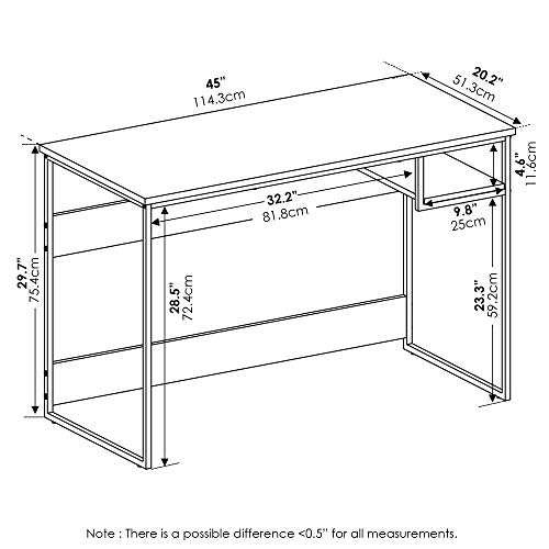 FURINNO Moretti Lifestyle Study Desk, 45 Inches, French Oak Grey